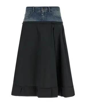 MAISON MARGIELA Denim Insert Midi Skirt - Black