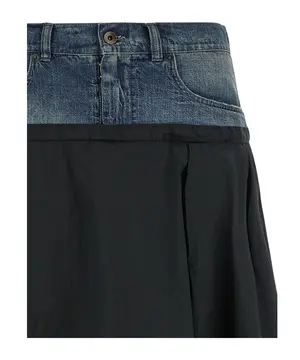 MAISON MARGIELA Denim Insert Midi Skirt - Black