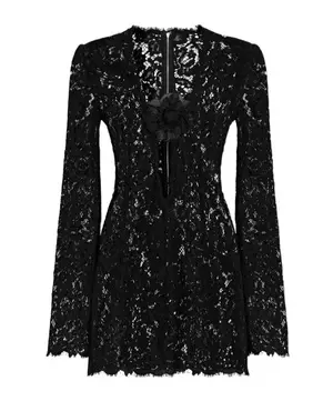 Dolce & Gabbana Lace Floral Detail Mini Dress