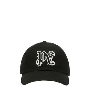 Palm Angels Monogram Embroidered Baseball Cap - Black