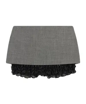 Magda Butrym Herringbone Wool-blend Shorts With Lace Trim