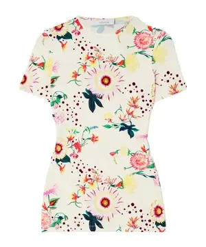 Rabanne Short Sleeve Floral Knit Top - Multi-color