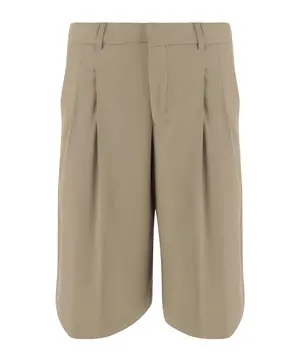 AMI Paris Ami Paris Belt-Loop Pleated Shorts Beige
