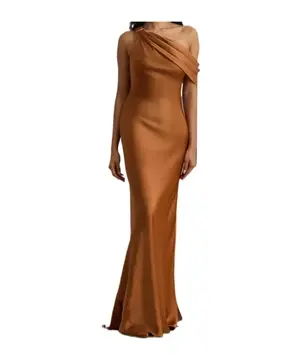 Ralph Lauren Asymmetrical Off-shoulder Gown