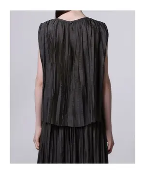 ROBERTO COLLINA Pleated High Neck Top
