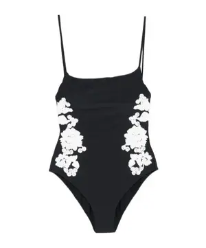 Simkhai Floral Embroidered One Piece Swimsuit - Black