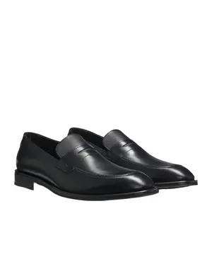 Hugo Boss Textured Tongue Leather Loafers
