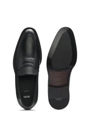Hugo Boss Textured Tongue Leather Loafers