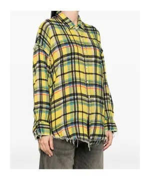 R13 Plaid Distressed Shirt - Yello