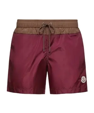 Moncler Contrast Swim Shorts - Wine Red