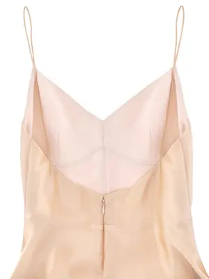Alberta Ferretti A-line Midi Dress With V-neck And Thin Straps - Nude