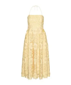 ROTATE BY BIRGER CHRISTENSEN ROTATE 3D Lace Midi Dress Yellow