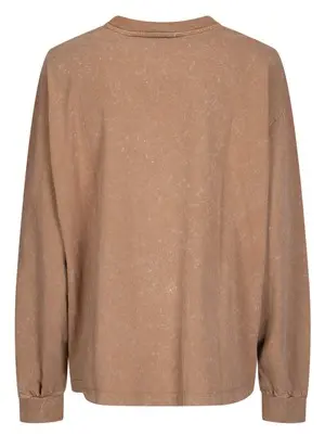 GANNI Long-sleeved Crewneck T-shirt - Brown