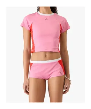 Casablanca Cropped T-shirt With Open Back And Letter Print