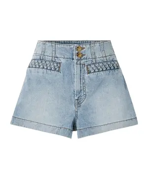 Zimmermann Skylark High-waisted Denim Shorts - Light Denim Blue