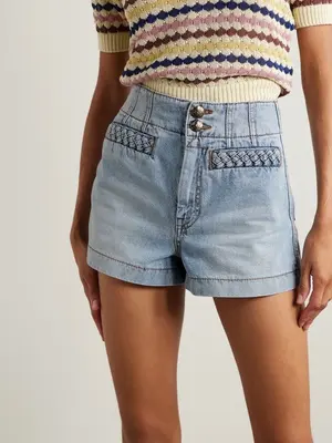 Zimmermann Skylark High-waisted Denim Shorts - Light Denim Blue