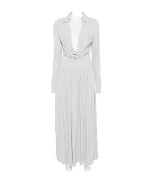 AYA MUSE V-neck Long Sleeve Pleated Maxi Dress