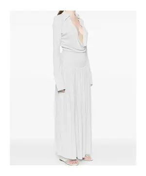 AYA MUSE V-neck Long Sleeve Pleated Maxi Dress