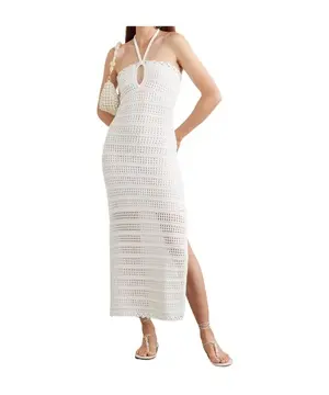 Simkhai Crocheted Halterneck Maxi Dress With Keyhole Cutout