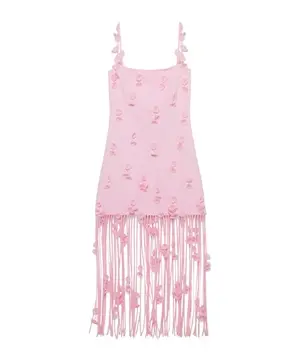 Simkhai Juliana Floral Fringed Midi Dress - Tulip