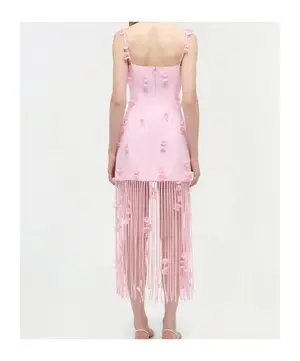 Simkhai Juliana Floral Fringed Midi Dress - Tulip