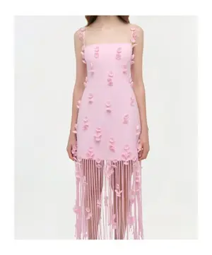 Simkhai Juliana Floral Fringed Midi Dress - Tulip