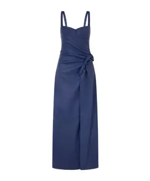 Simkhai Pleated Leather Midi Dress