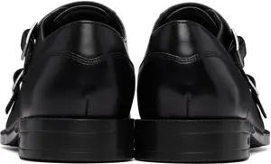 Hugo Boss Double Buckle Leather Shoes With Perforated Details