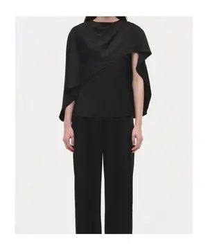 Simkhai Eliora Draped Cape Top - Black