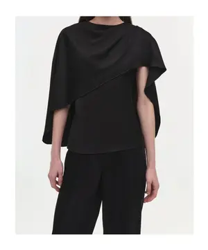 Simkhai Eliora Draped Cape Top - Black