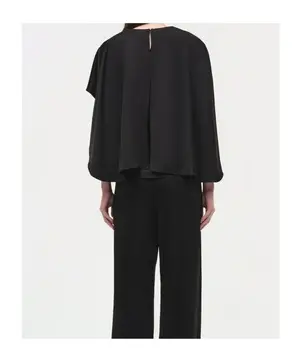 Simkhai Eliora Draped Cape Top - Black