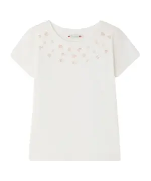 Bonpoint Short Sleeve T-shirt With Floral Sequin Detail