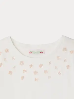Bonpoint Short Sleeve T-shirt With Floral Sequin Detail