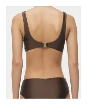 Simkhai Veyra Embellished Bikini Top - Chocolate-colored