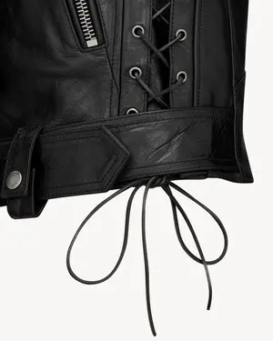 Saint Laurent Zip Detailed Lace-up Biker Vest