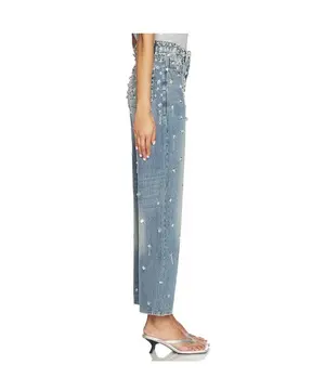Simkhai Kydra Wide-leg Embellished Jeans