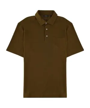 Zegna Chest Pocket Polo Shirt - Brown