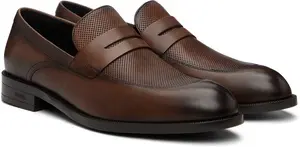 Hugo Boss Round Toe Loafers With Perforated Details