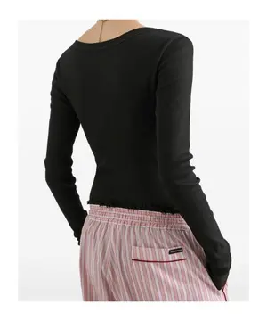 Dolce & Gabbana Ribbed Henley Long Sleeve Top