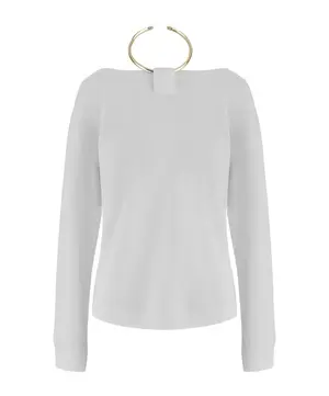 DARKPARK Boat Neck Long Sleeve Top With Metallic Detail