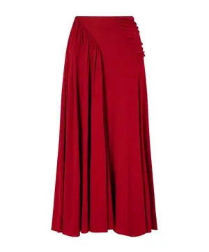 Rabanne Draped Jersey Midi Skirt - Red