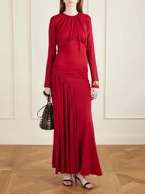 Rabanne Draped Jersey Midi Skirt - Red