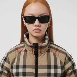Burberry Checked Down Puffer Jacket With Removable Hood - Nude