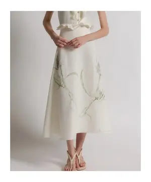 Alberta Ferretti Floral Printed Midi Skirt