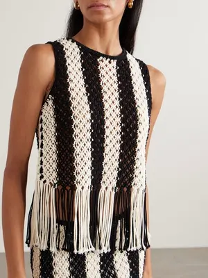 Zimmermann Wanderlust Fringed Striped Top