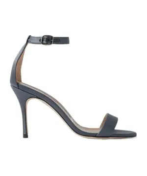 Manolo Blahnik Satin Stiletto Sandals With Ankle Strap - Black