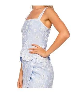 Simkhai Mckenna Embroidered Scalloped Top