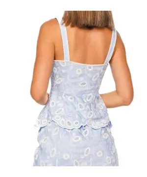 Simkhai Mckenna Embroidered Scalloped Top