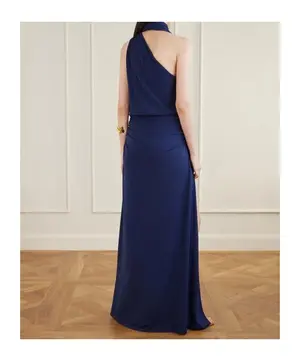 Simkhai Moira Halterneck Maxi Dress With Tassel Detail - Navy