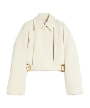 Sportmax Cropped Buckle-detail Jacket - Ivory